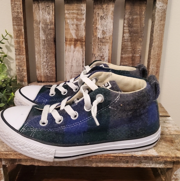 Shoes | Converse Plaid Shoes Flannel Chuck Taylor High Top Youth Size 1 ...